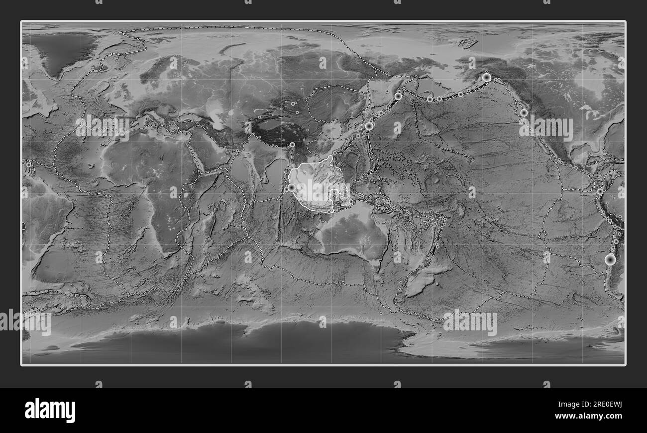 Sunda tectonic plate on the grayscale elevation map in the Patterson ...