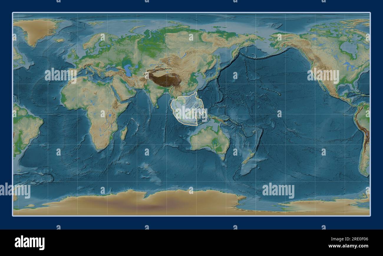 Sunda tectonic plate on the physical elevation map in the Patterson ...