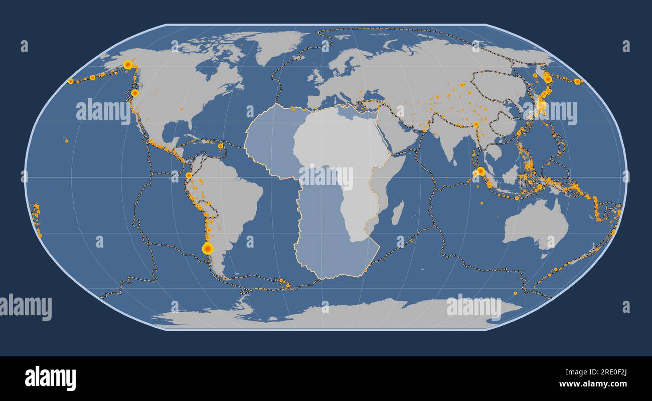 African Tectonic Plate On The Solid Contour Map In The Robinson Projection Centered Meridionally