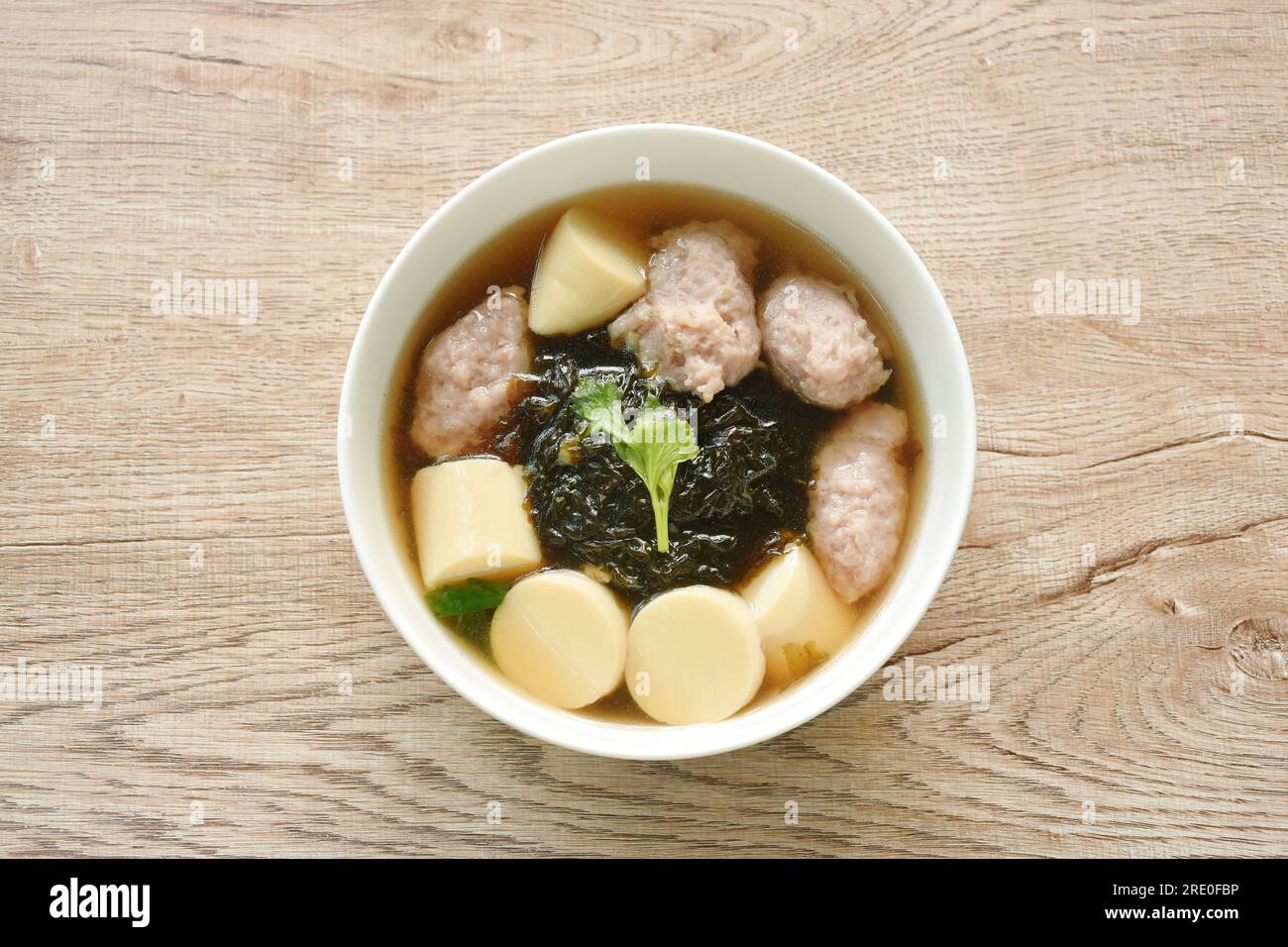boiled egg tofu with mashed pork and seaweed soup on bowl Stock Photo ...