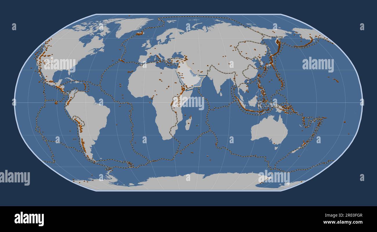 Arabian Tectonic Plate On The Solid Contour Map In The Robinson Projection Centered Meridionally