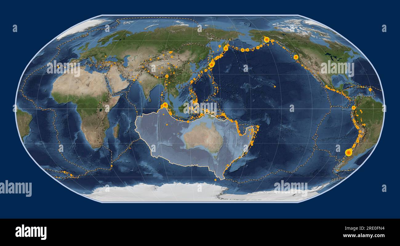Australian tectonic plate on the Blue Marble satellite map in the ...