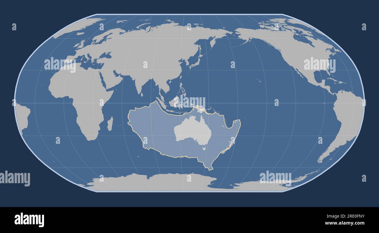 Australian tectonic plate on the solid contour map in the Robinson ...