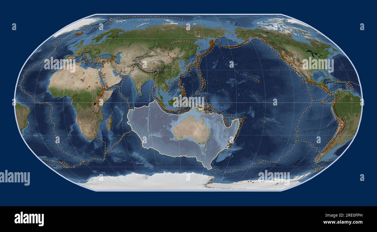 Australian tectonic plate on the Blue Marble satellite map in the ...