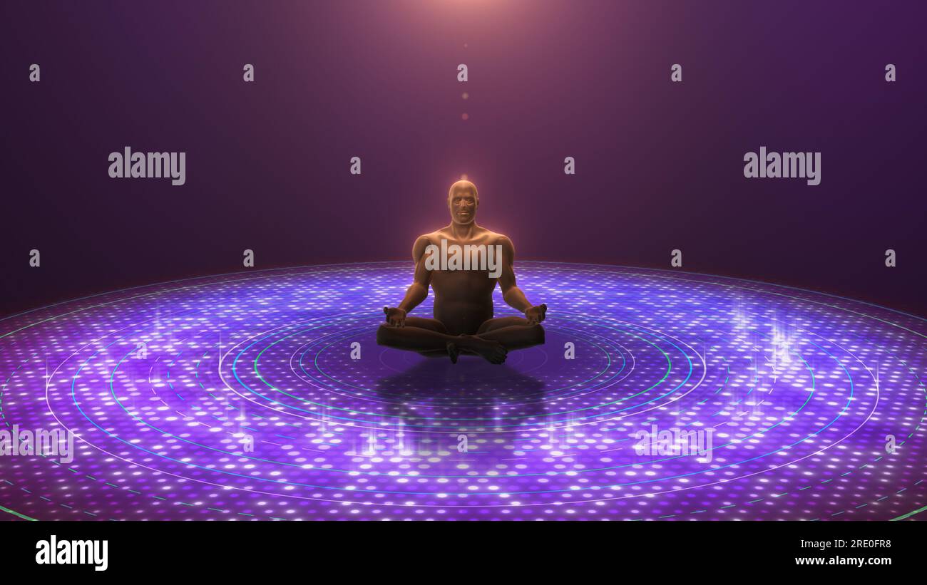 Yoga lotus pose meditation in a 3D illustration Stock Photo - Alamy