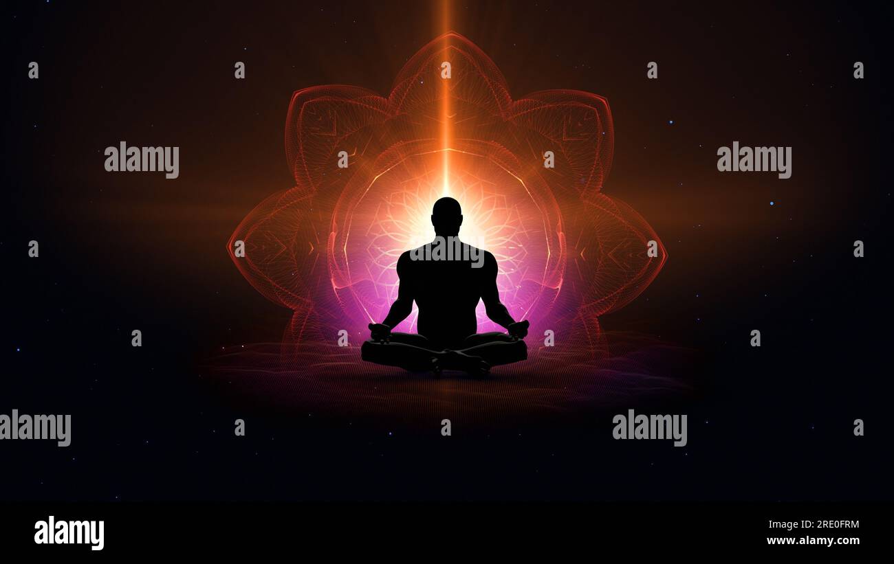 3D yoga lotus posture meditation Stock Photo - Alamy