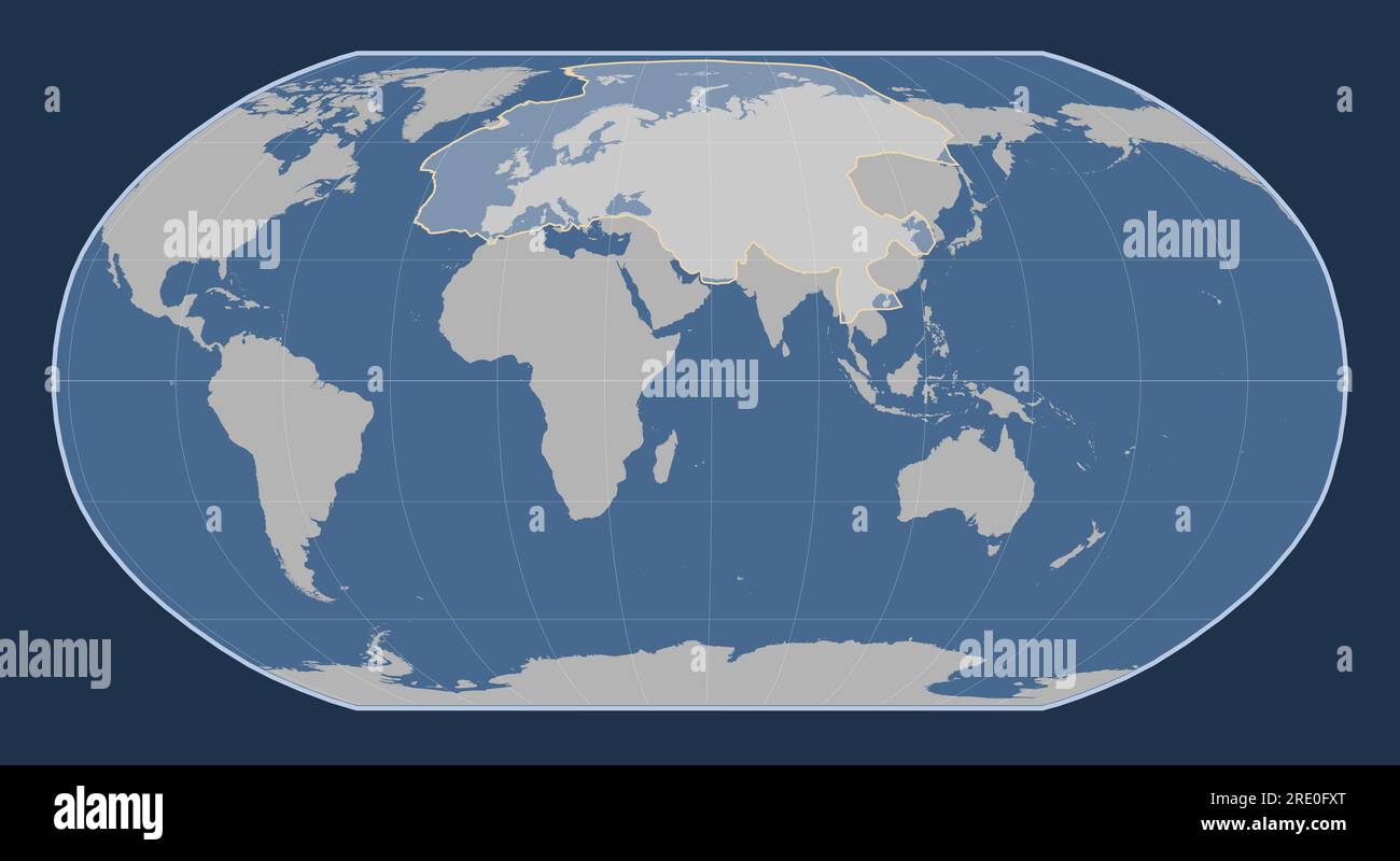 Eurasian tectonic plate on the solid contour map in the Robinson ...
