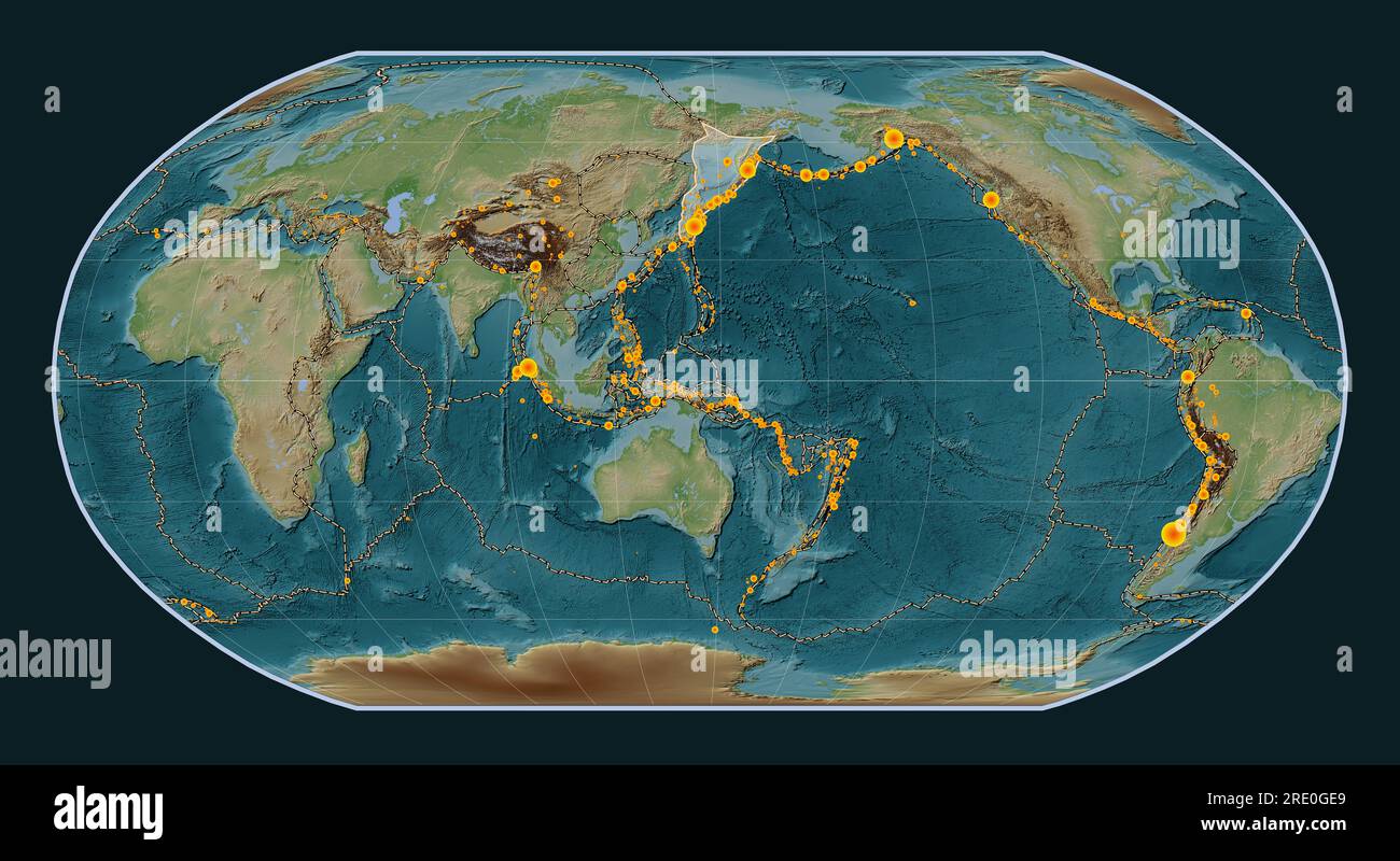Okhotsk Tectonic Plate On The Wiki Style Elevation Map In The Robinson Projection Centered