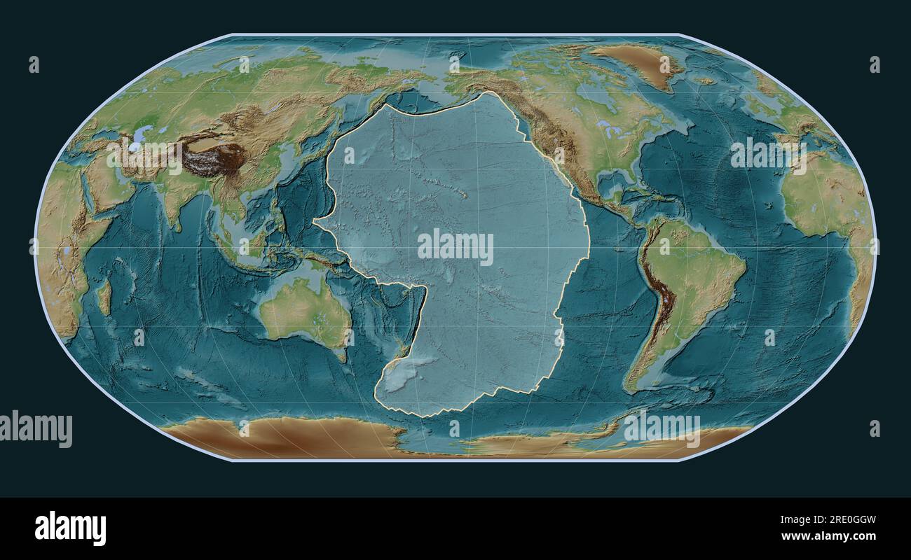 Pacific tectonic plate on the Wiki style elevation map in the Robinson ...