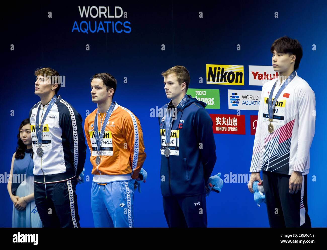 Fukuoka Arno Kamminga 2l During The Celebration Of 100 School Men During The World Swimming