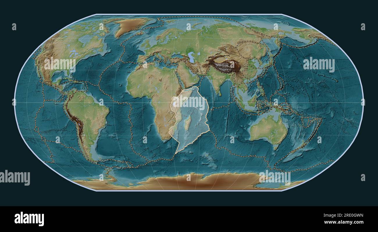 Somalian tectonic plate on the Wiki style elevation map in the Robinson ...
