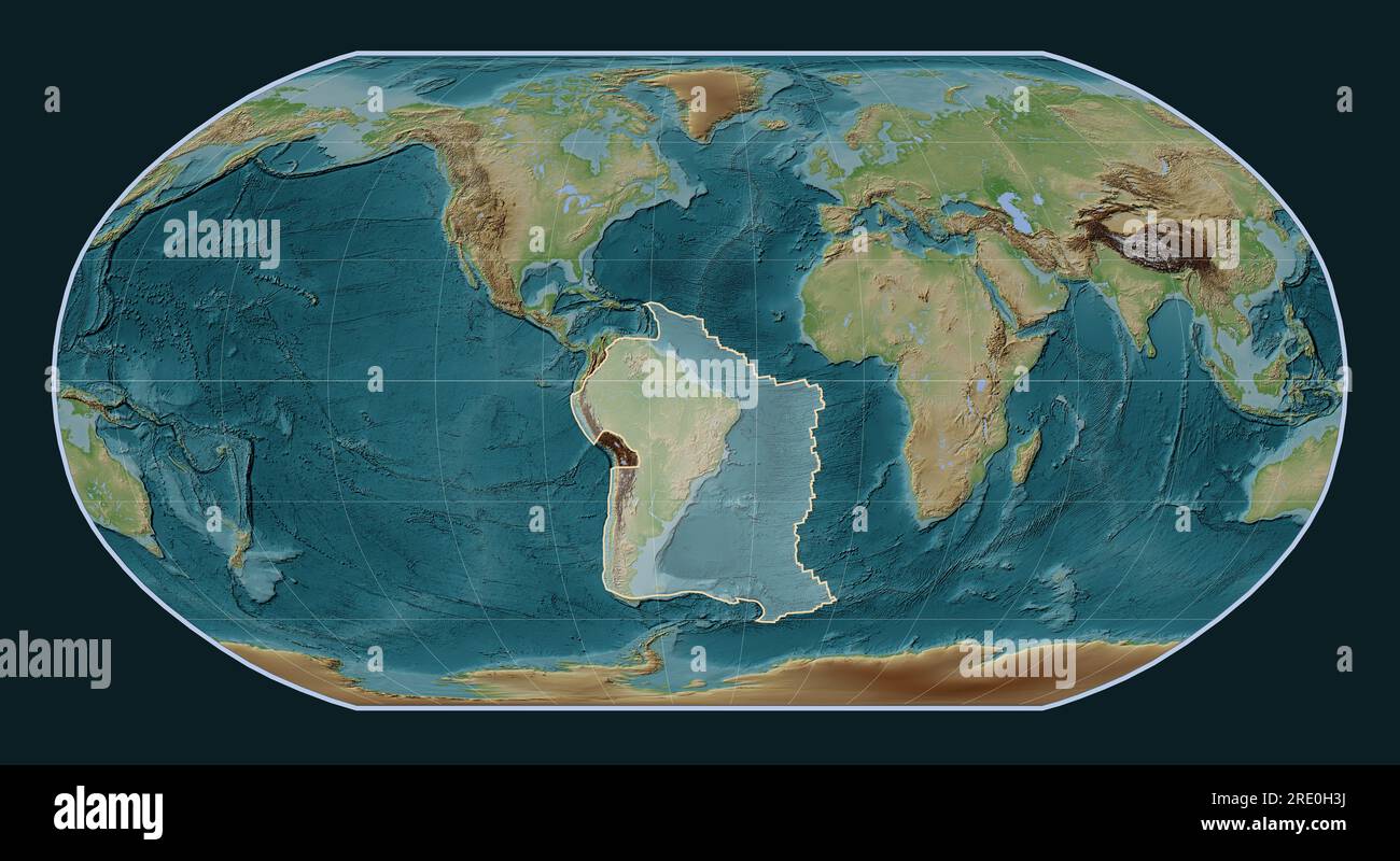 South American tectonic plate on the Wiki style elevation map in the ...
