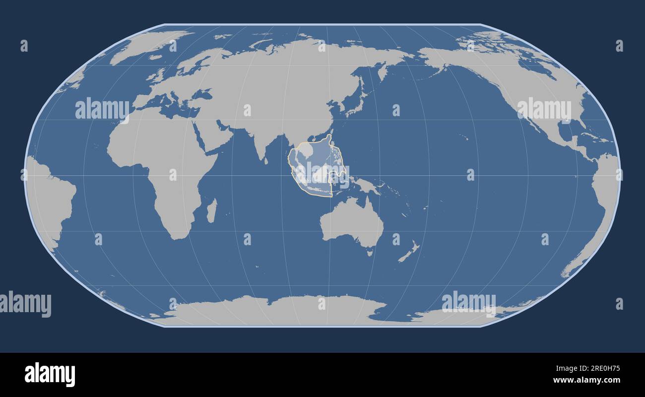 Sunda tectonic plate on the solid contour map in the Robinson ...