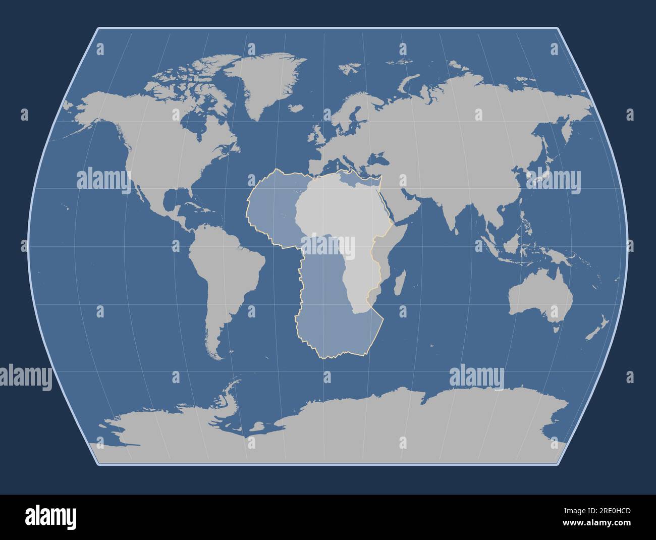 African Tectonic Plate On The Solid Contour Map In The Times Projection Centered Meridionally