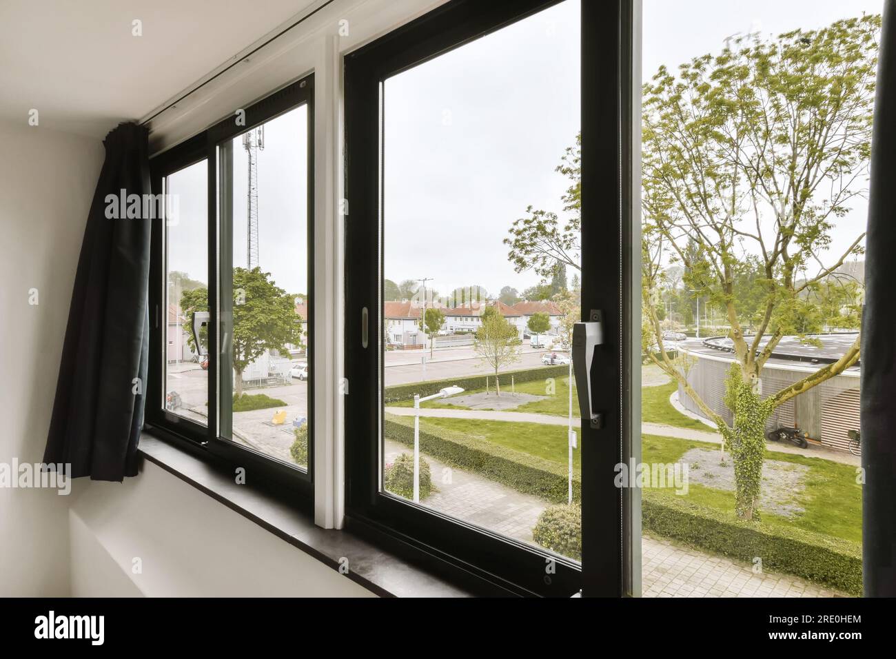 a view out the window from inside an apartment building in berlin ...