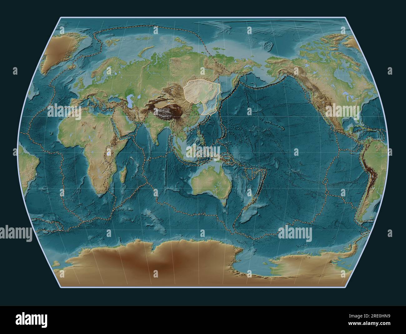 Amur Tectonic Plate On The Wiki Style Elevation Map In The Times Projection Centered