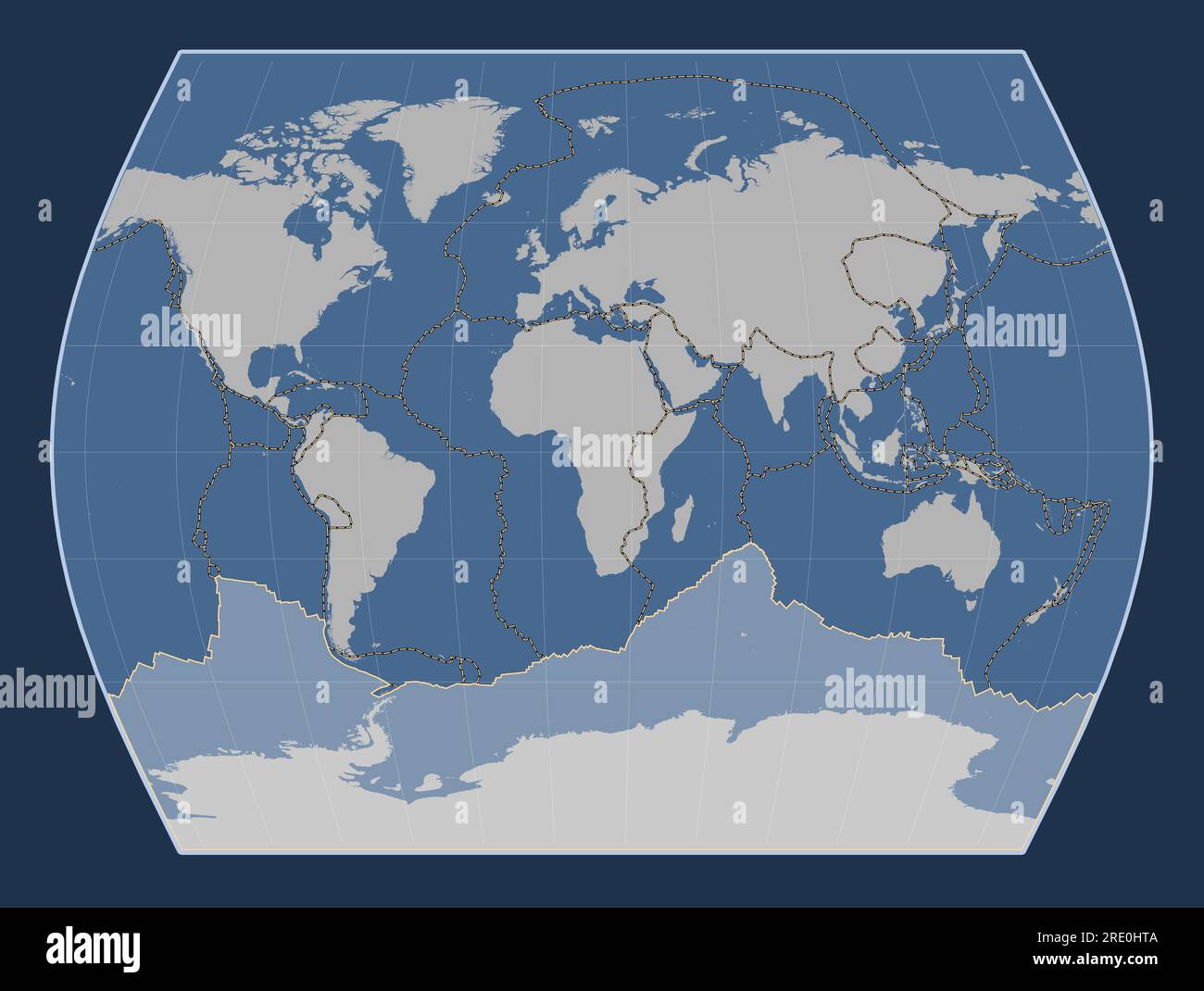 Antarctica Tectonic Plate On The Solid Contour Map In The Times Projection Centered Meridionally