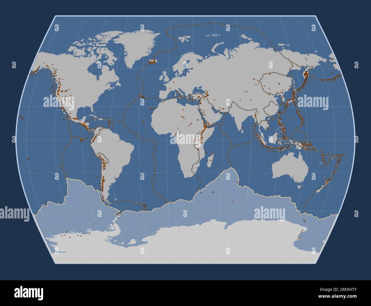 Antarctica Tectonic Plate On The Solid Contour Map In The Times Projection Centered Meridionally