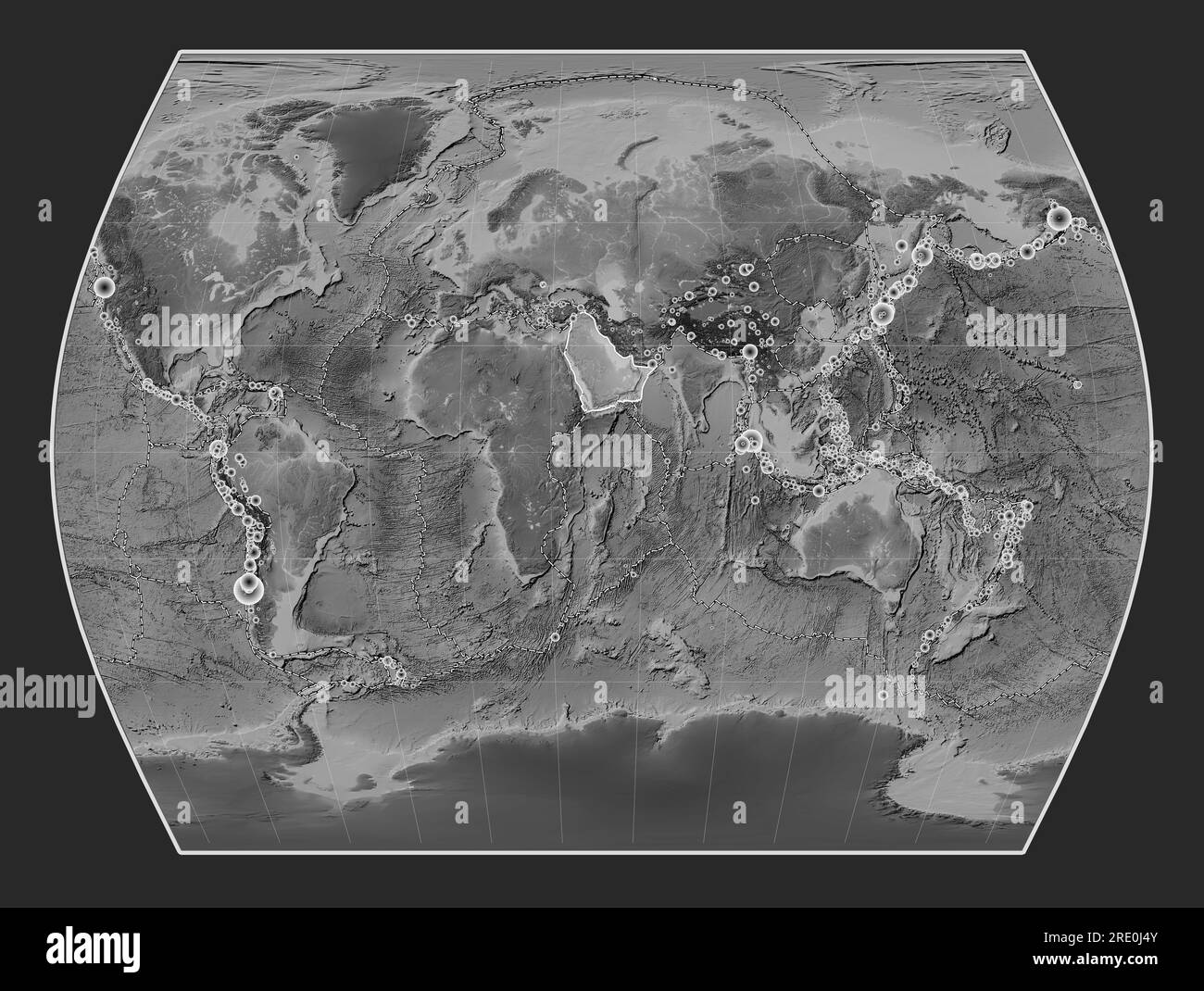 Arabian Tectonic Plate On The Grayscale Elevation Map In The Times Projection Centered