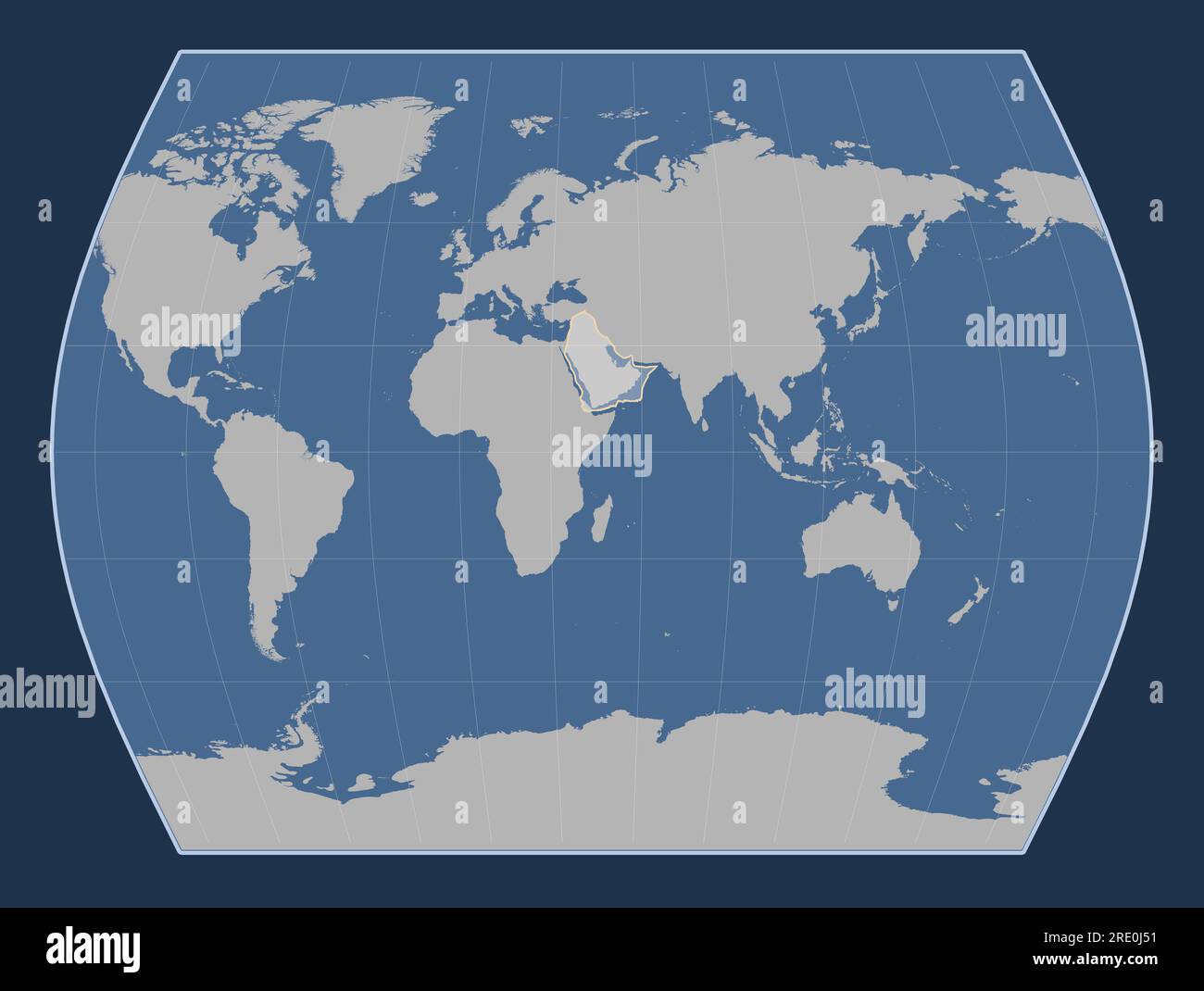 Arabian Tectonic Plate On The Solid Contour Map In The Times Projection Centered Meridionally
