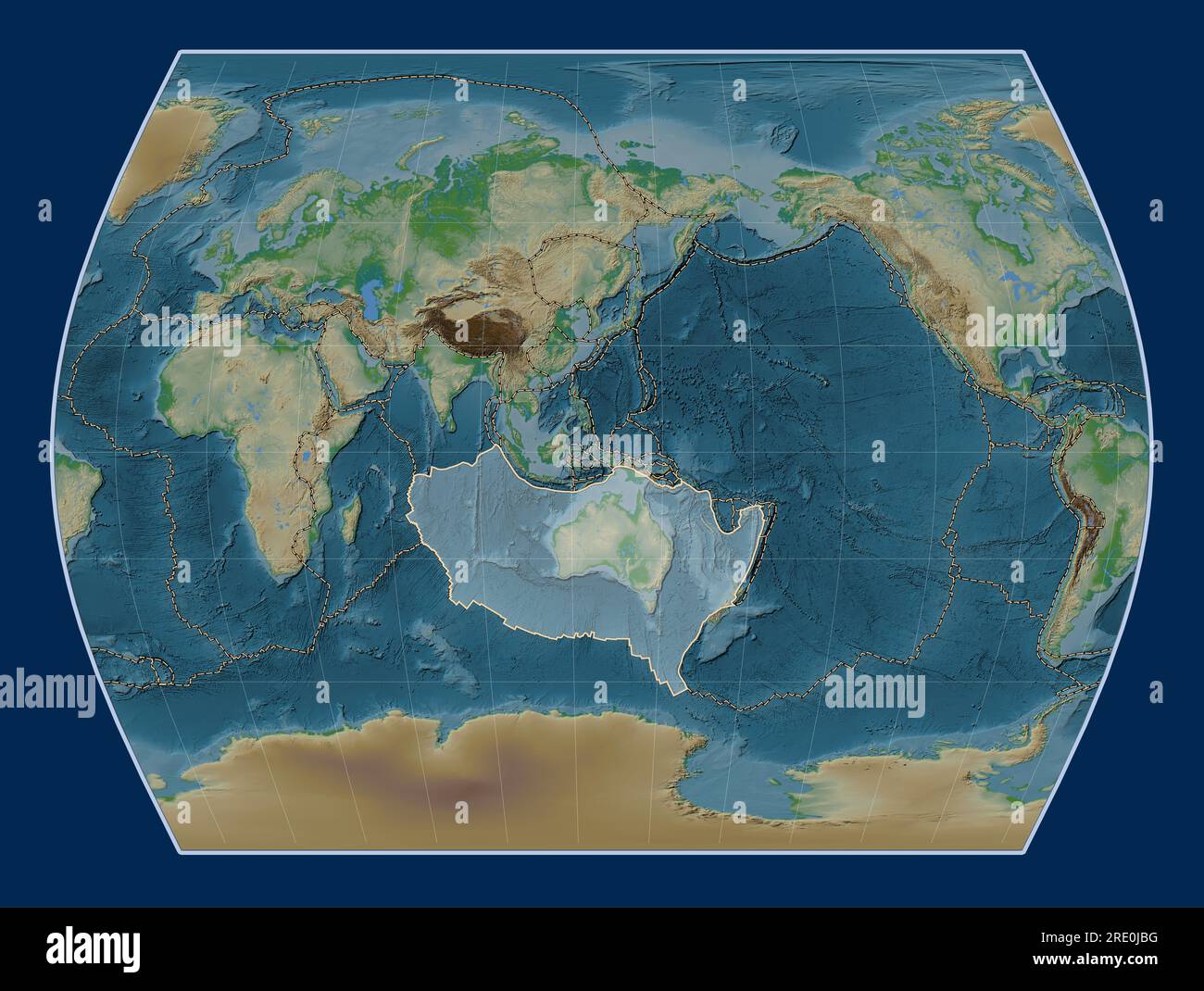 Australian tectonic plate on the physical elevation map in the Times ...