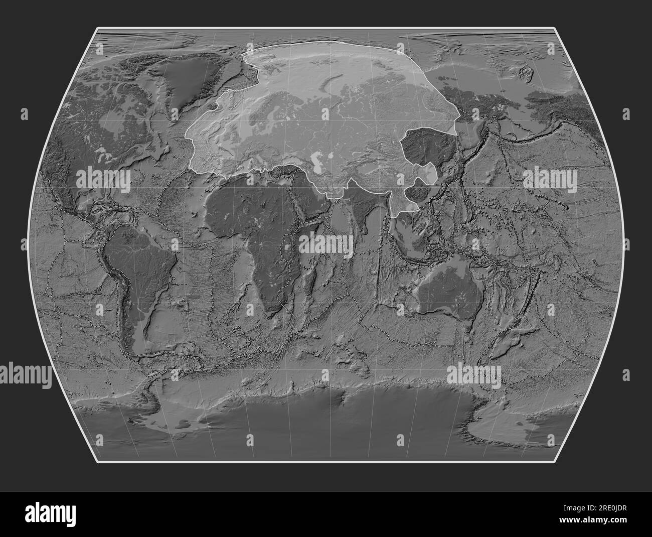 Eurasian tectonic plate on the bilevel elevation map in the Times ...