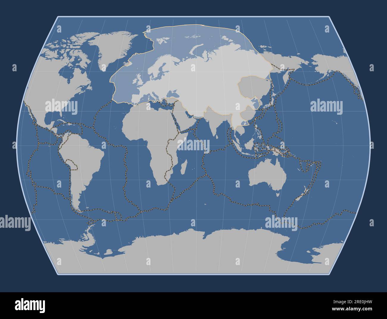 Eurasian tectonic plate on the solid contour map in the Times ...