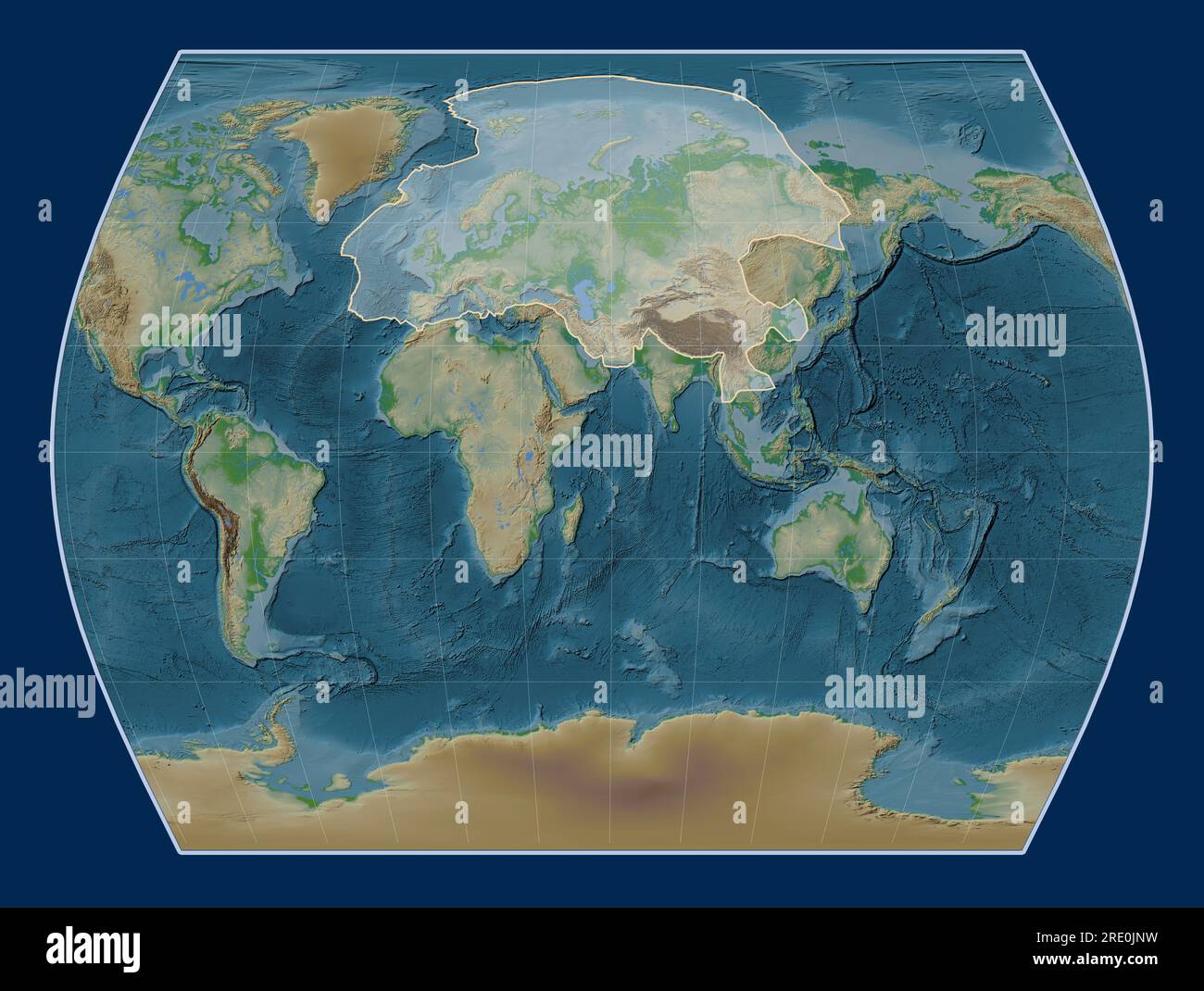 Eurasian tectonic plate on the physical elevation map in the Times ...
