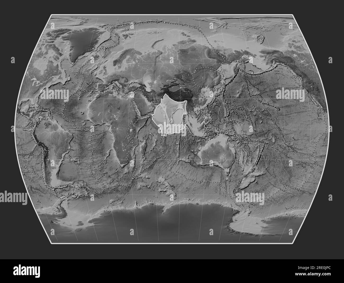 Indian tectonic plate on the grayscale elevation map in the Times ...