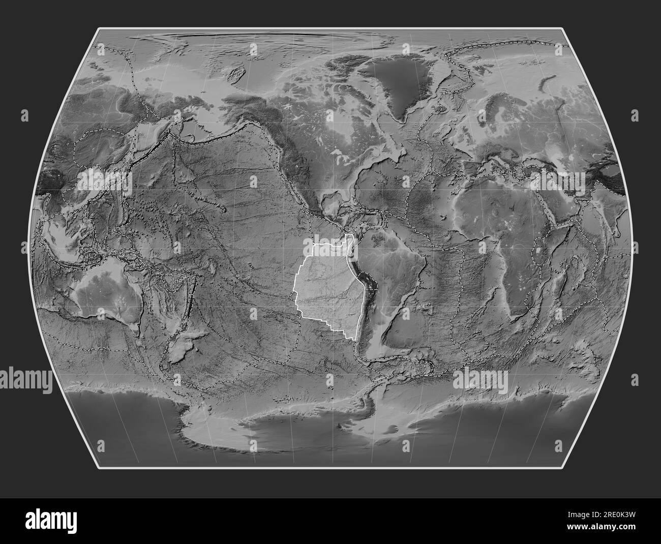 Nazca tectonic plate on the grayscale elevation map in the Times ...