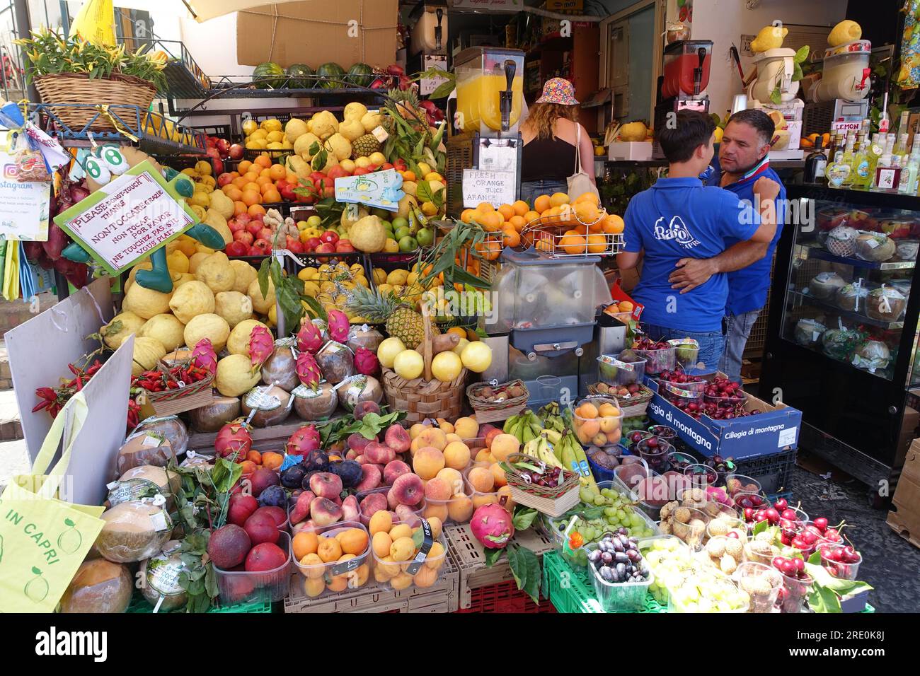 Fruit seller and son, Sorrento, Italy Stock Photo - Alamy