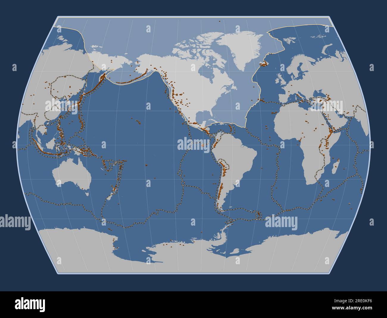 North American tectonic plate on the solid contour map in the Times ...