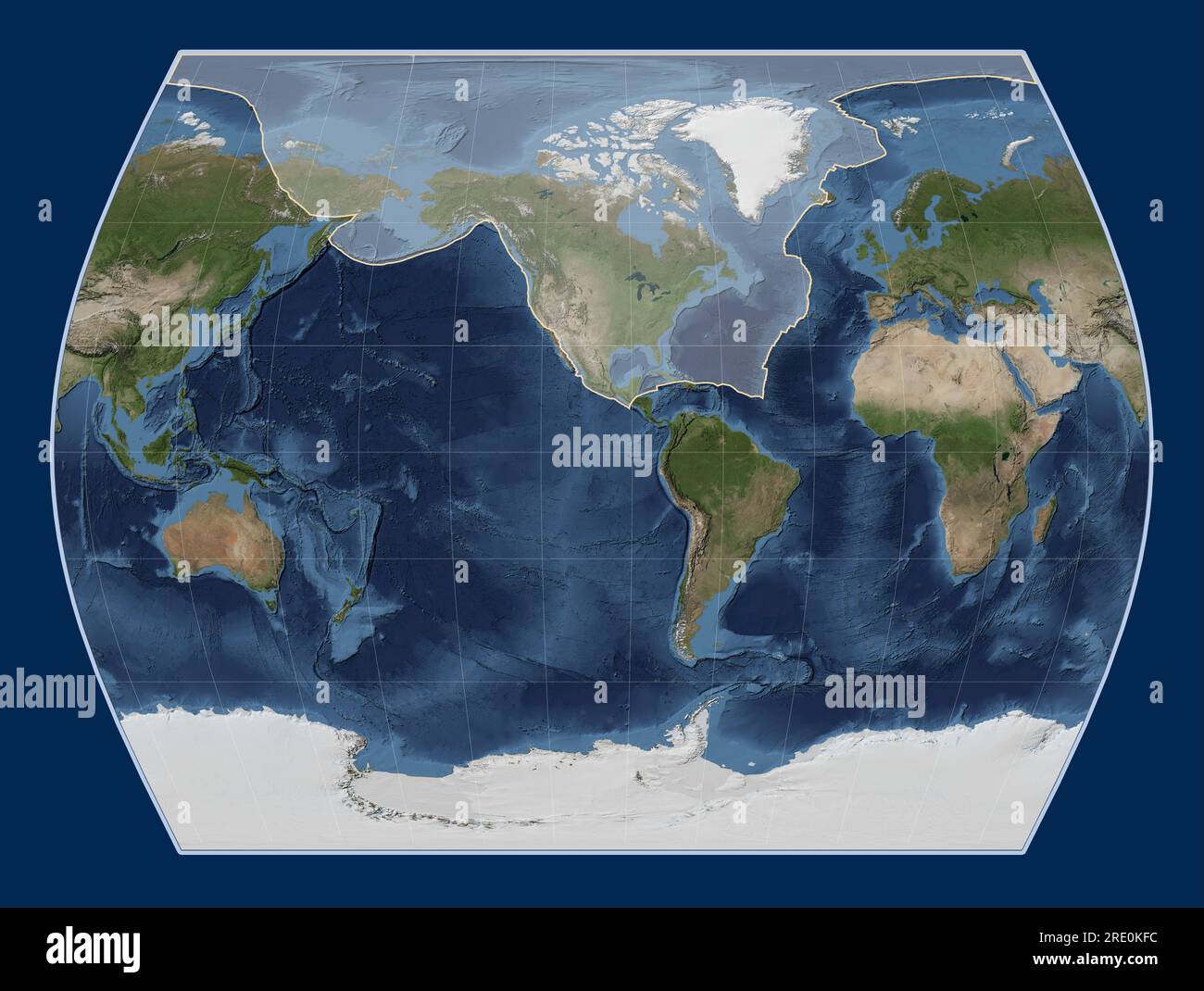 North American tectonic plate on the Blue Marble satellite map in the ...