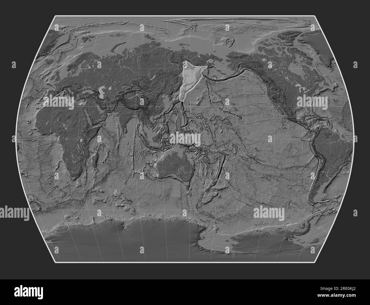 Okhotsk tectonic plate on the bilevel elevation map in the Times ...