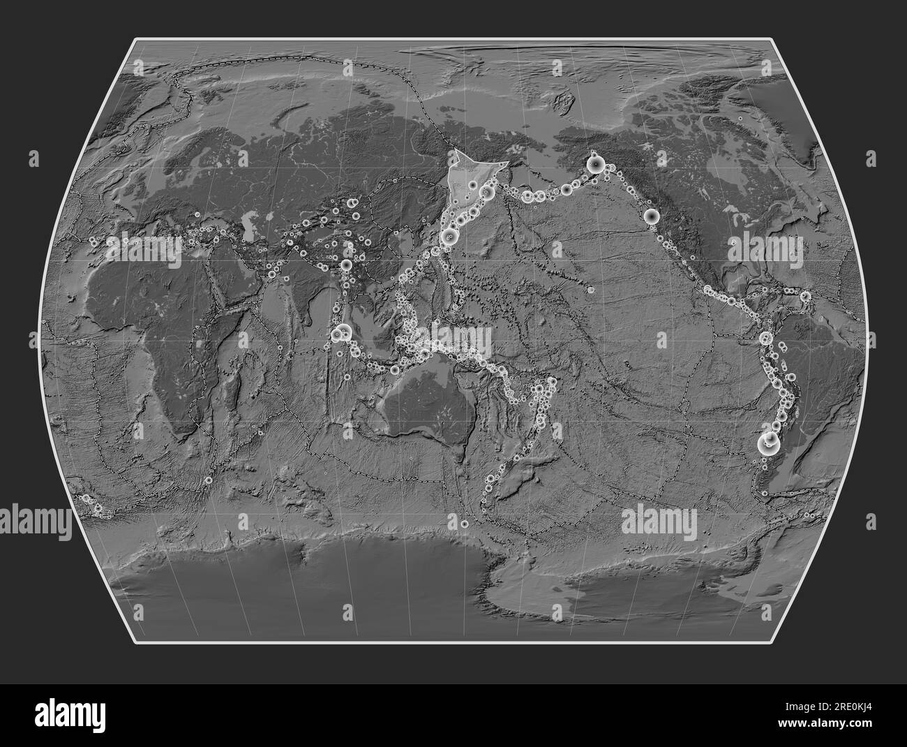 Okhotsk tectonic plate on the bilevel elevation map in the Times ...