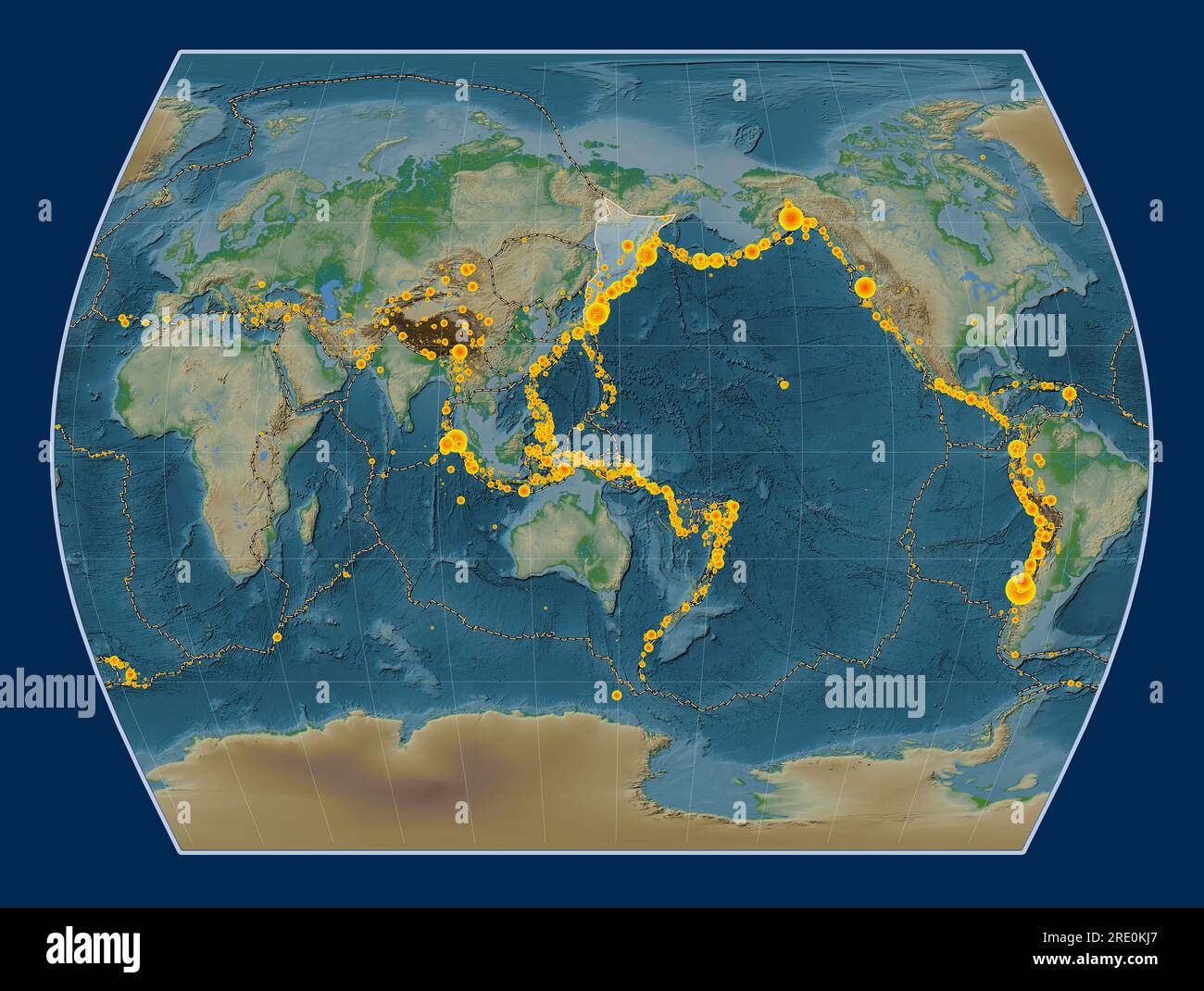 Okhotsk tectonic plate on the physical elevation map in the Times ...