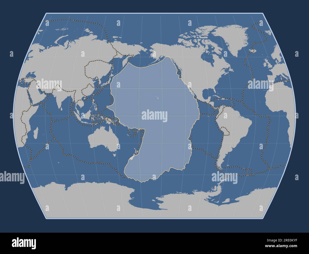 Pacific tectonic plate on the solid contour map in the Times projection ...