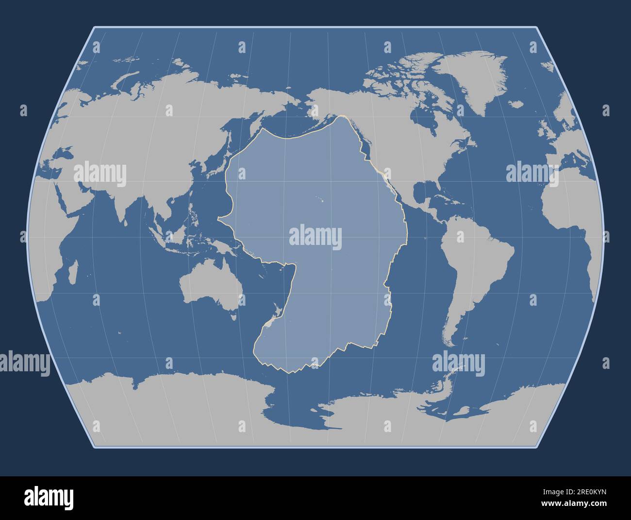 Pacific tectonic plate on the solid contour map in the Times projection ...