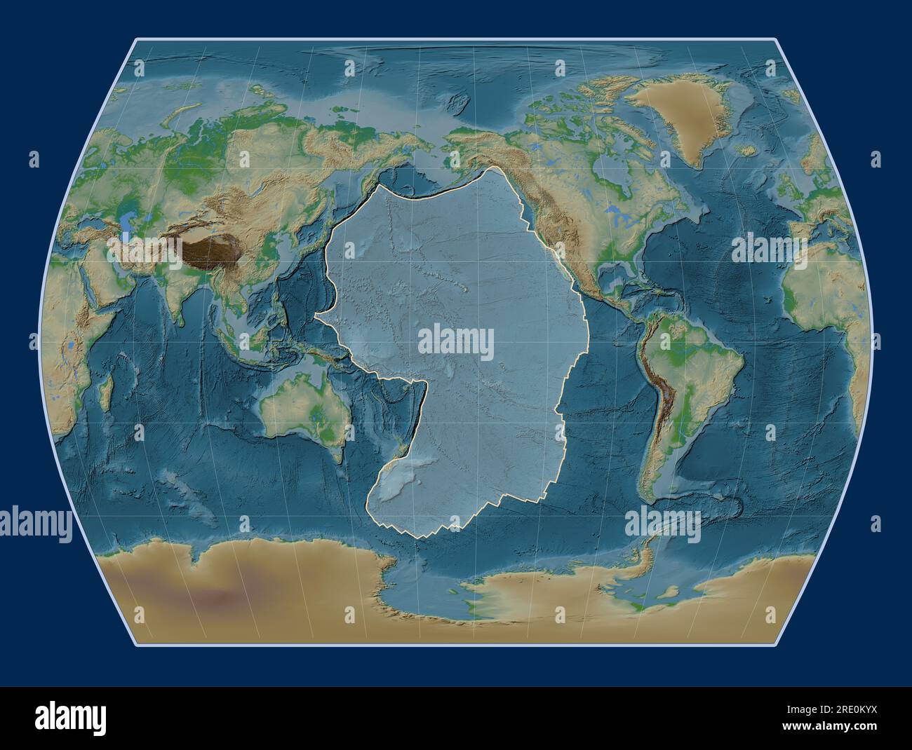 Pacific tectonic plate on the physical elevation map in the Times ...