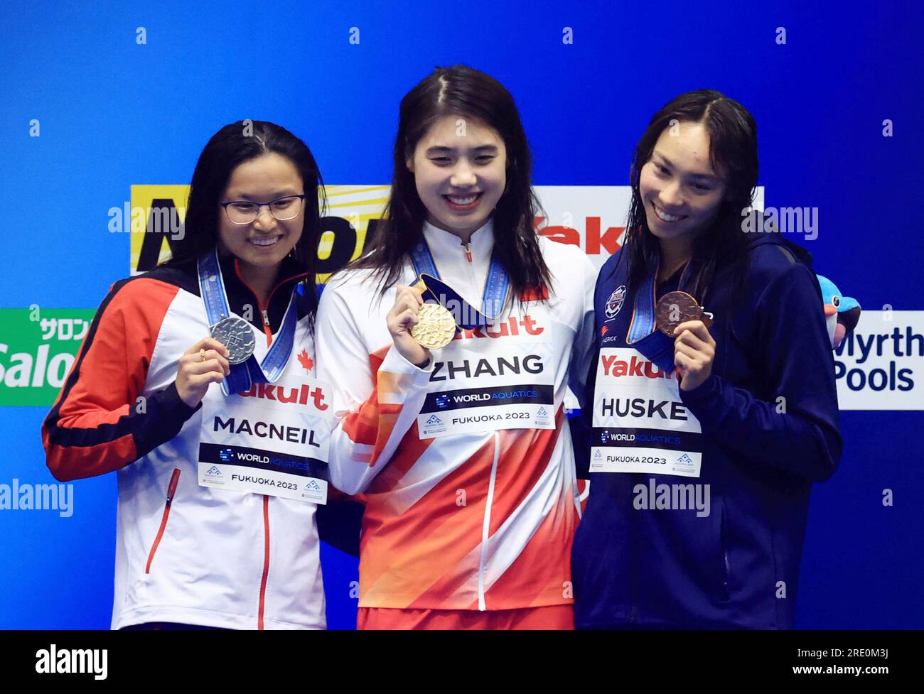 (L-R) MACNEIL Margaret of Canada, silver, ZHANG Yufei of China, winner ...
