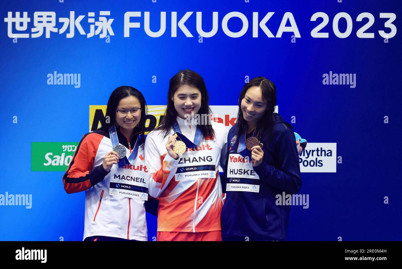 (L-R) MACNEIL Margaret of Canada, silver, ZHANG Yufei of China, winner ...