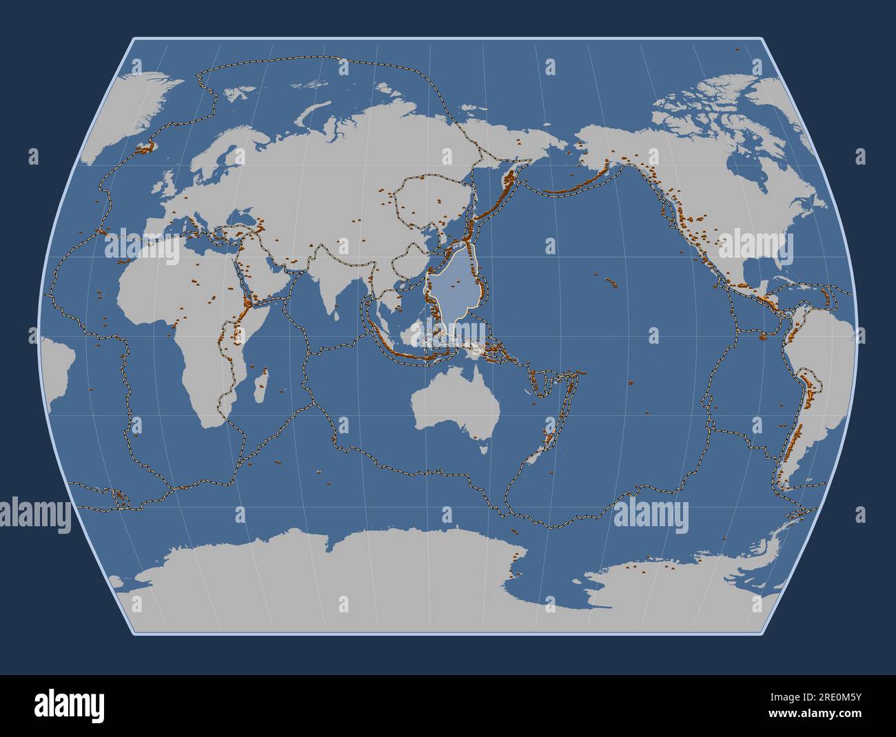 Philippine Sea tectonic plate on the solid contour map in the Times ...