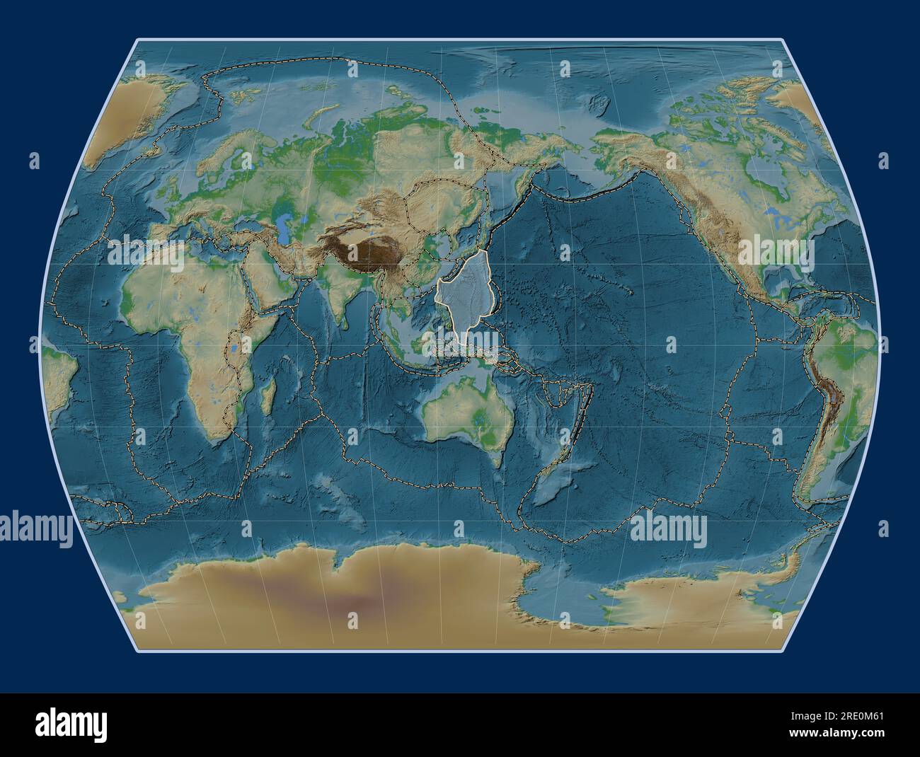 Philippine Sea tectonic plate on the physical elevation map in the ...