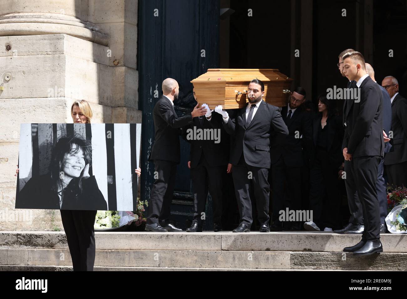 Paris, France. 24th July, 2023. The coffin during the funeral at Saint ...