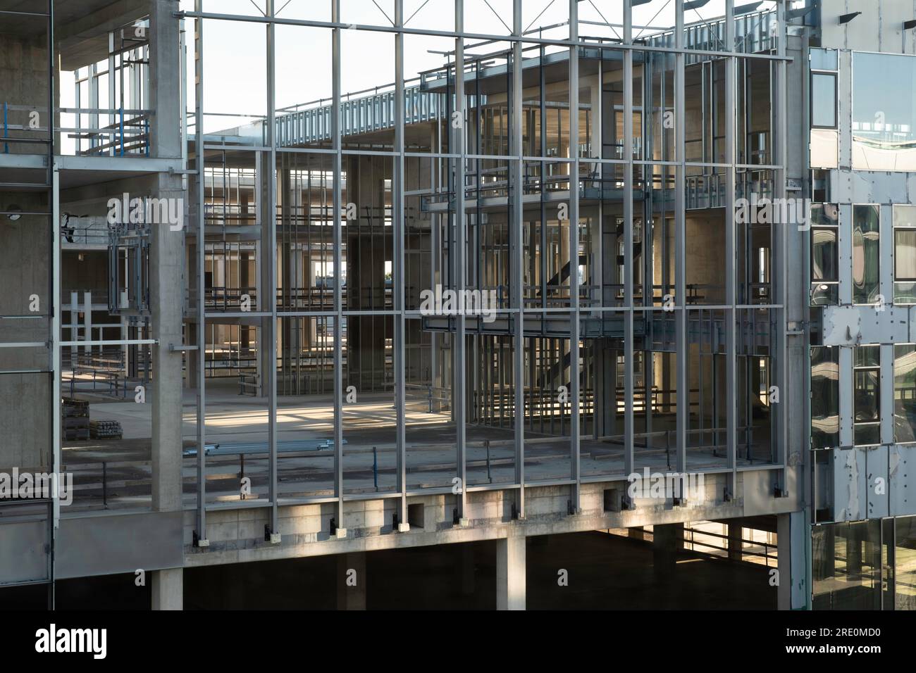 Construction site. Together with the metal constructions, concrete ...