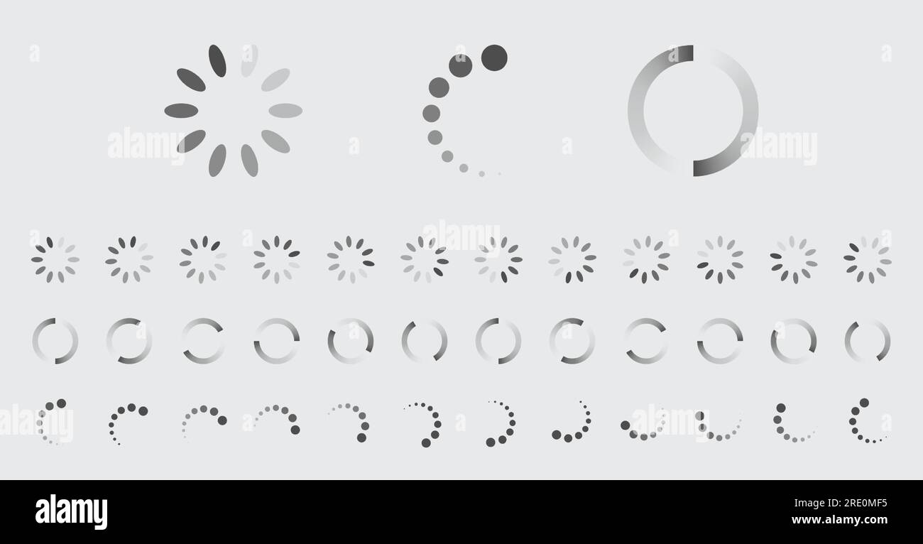 Circular Loading Buffering Icons Vector Set Video Ready for Animation ...