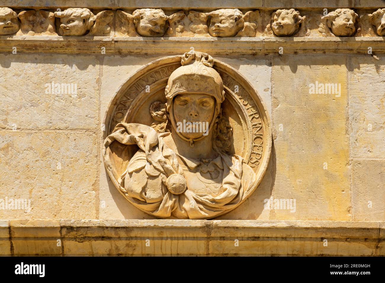 A medaillon on the main façade of the Convent of San Marcos. Former ...