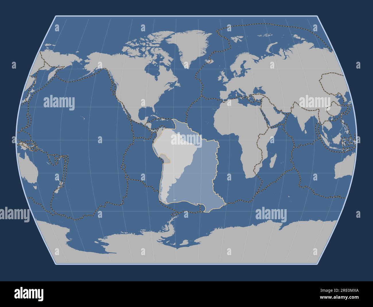 South American tectonic plate on the solid contour map in the Times ...