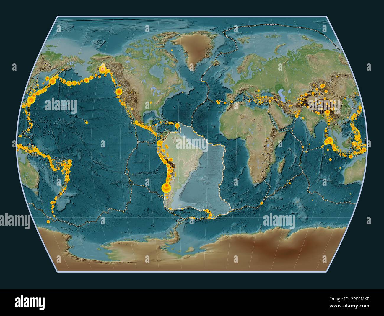 South American tectonic plate on the Wiki style elevation map in the ...