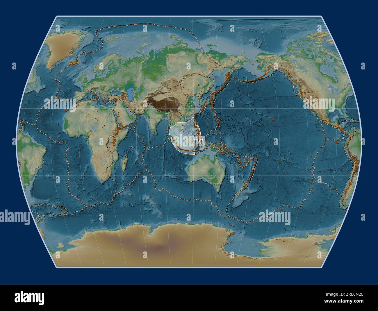 Sunda tectonic plate on the physical elevation map in the Times ...
